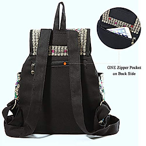 Goodhan Embroidered Women Backpack Purse Anti-theft Casual Shoulder Bag Satchel Bags Lightweight Daypack