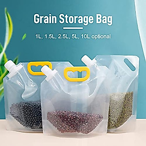 Algado 10Pcs Grain Moisture-Proof Sealed Bag,Reusable Food Storage Bags with Funnel,Transparent Food Storage Bags for Storage Beans, Grains
