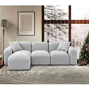 Melpomene Minimalist Convertible Modular Sectional Sofa, Modern 94.5" DIY L Shaped Reversible Sherpa Fabric Sofa Couch for Living Room,Apartment,Office(Grey)