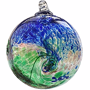 Kesywale 7 x 6 Inch Garden Hanging Gazing Ball Decorative Witch Ball Indoor Outdoor Ornament Home Décor (6", Blue-Green)