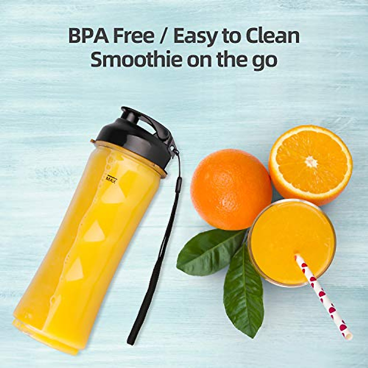 La Reveuse Smoothies Blender Personal Size 300 Watts with 18 oz BPA-Free Portable Travel Sports Bottle (Silver)