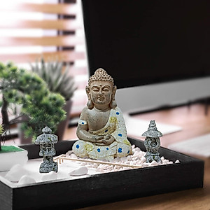 Anner Lily Sitting Buddha Statue Home Decoration, Garden Figurines Bonsai Decorations, Mini Zen Garden Accessories Outdoor Decor