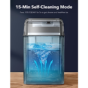 Nugget Ice Maker Countertop 44lbs, Pebble Ice Maker Machine, 15mins Ice-Making, Self-Cleaning, 4lbs Ice Backet, 2.2L Water Tank, Sonic Ice Maker for Home Office Bar Party