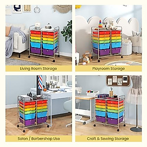 Giantex 12-Drawer Rolling Storage Cart, Multipurpose Movable Organizer Cart, Utility Cart for Home, Office, School (Multicolor)