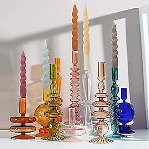 Berkebun 20CM Spiral Taper Candle -Conical Stick Candles,H7.5inch, for Holiday Wedding Party Wax Unscented Dinner Candle Long Votive Candles,Christmas Giftt,Chime Candles.(2, Blue)