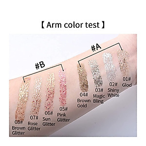 Go Ho 4 Colors Liquid Glitter Eyeliner,Shiny White Eyeliner,Metallic Shimmer Sliver Eyeshadow liner,High Pigment Colored Eyeliner Sticker Long Lasting Sparkling Eyeliner Makeup(Style A)