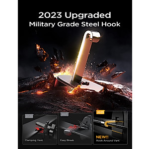 LISEN Phone Mount for Car [Ultla Stable] Phone Holder for Car Vent[Never Blocking] Steel Hook Clip Car Phone Holder Mount for iPhone 15 14 13 Pro Samsung Galaxy S223/S22/S21 All Phones