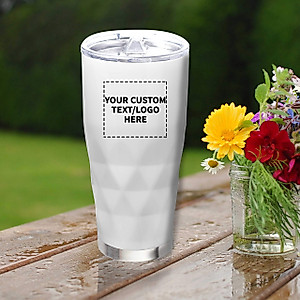Personalized 20 oz. Quantum Stainless Steel Travel Mugs - 6 pack Custom Text, Logo - White