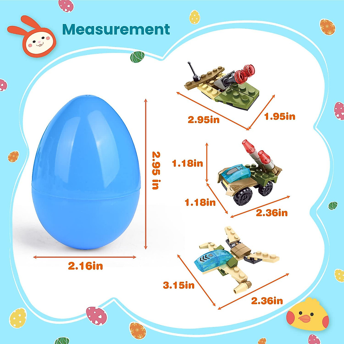 12 Pack Easter Eggs Prefilled with Vehicle Building Blocks, Military Buidling Toys for Easter Eggs Hunt, Easter Party Favors for Kids, Easter Basket Stuffers, Easter Gift Classroom Prizes