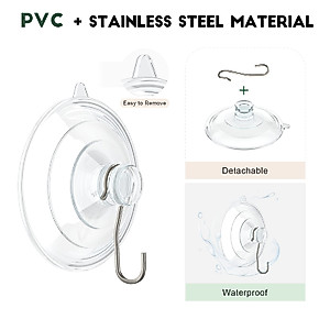 RELBRO Suction Cup Hooks, 10 Pcs Clear Suction Cups with Metal Hooks Combo Set Removable Shower Window Glass Door Suction Cup Hangers for Bathroom Kitchen Wreath - 4 Large 4 Medium 2 Small