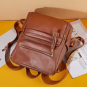 Oyifan Womens Leather Backpack Purse Bookbag Purse Anti-theft Travel Backpack Convertible Handbag