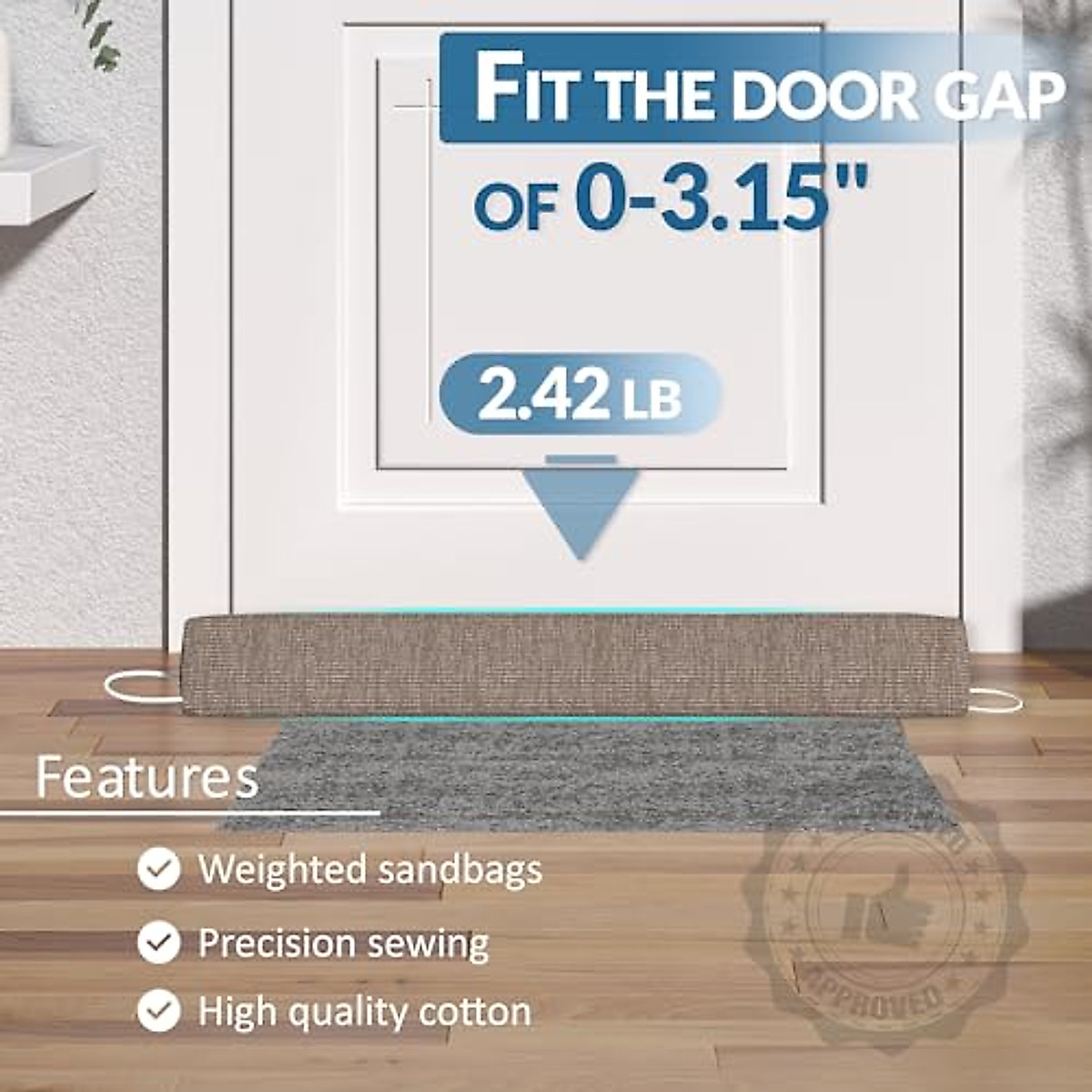 Triangle Door Draft Stopper，36" Weighted Under Door Draft Blocker Bottom Door Seal Noise & Air，Interior Sound Proof Door Snake Draft Insulation Washable Stopper | Cool in Summer & Warm in Winter，Brown