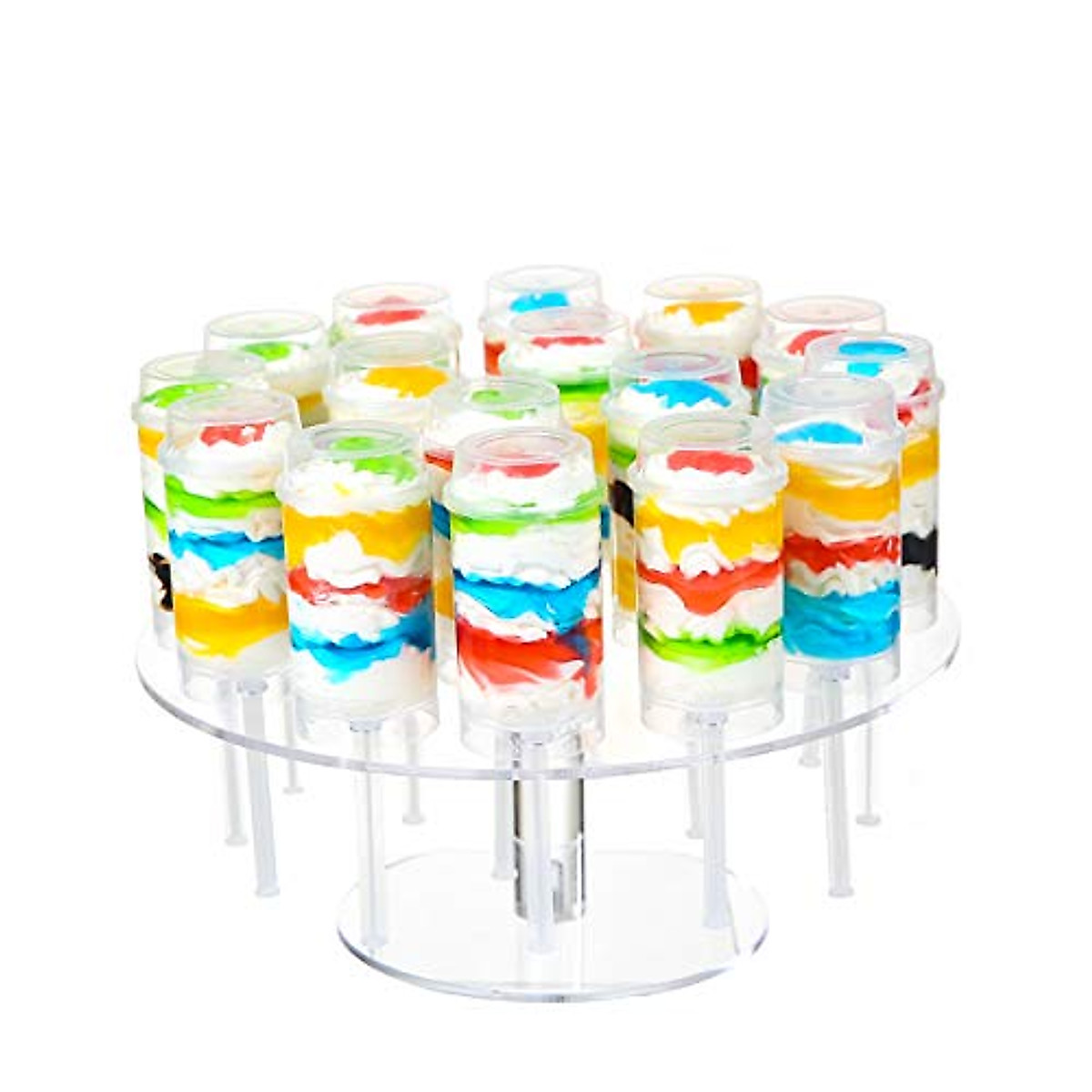 Clear Round Acrylic 16 Holes Push Pop Cake Stand for Party, Wedding, Bakery (9.44'' of Diameter)