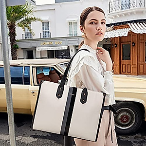 ESTARER Laptop Tote Bag for Women, 15.6 Inch Laptop Bag Water-resistant Canvas Work Bag, Casual Shoulder Bag Handbag Briefcase Purse for Office/College/Travel