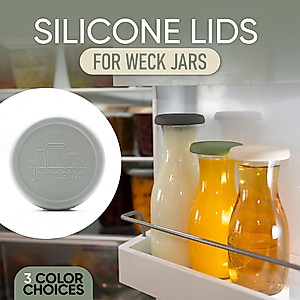 Jartastix 100mm Silicone Lids for WECK Jars - Set of 2 - Weck Jar Silicone Lids for Storage - Fits WECK 738, 739, 740, 741, 742, 743, 744, 745, 776, 748, 974 (Grey, 100mm)