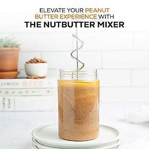 The Nutbutter Mixer, Attachment Fits Most Powered Hand Mixers or Drills, Reaches The Bottom of Most Size Jars, Stainless Steel Peanut Butter Mixer and Almond Butter Stirrer.