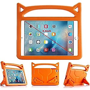 iPad Mini 6 Case for Kids : Safe Shockproof Protection for 8.3 inch Kid Proof + Ultra Lightweight + Comfort Grip Carrying Handle +Folding Stand-Orange