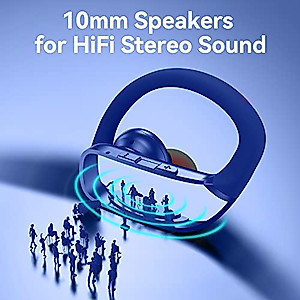 bmani Wireless Earbuds Bluetooth Headphones 48hrs Play Back Sport Earphones with LED Display Over-Ear Buds with Earhooks Built-in Mic Headset for Workout Blue