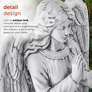 Alpine Corporation 47" Tall Indoor/Outdoor Praying Angel Statue Yard Art Decoration, Light Gray