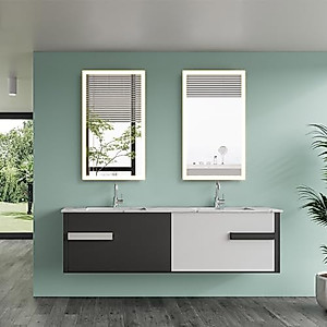 Seenvlog Bathroom Medicine Cabinet with Lights, 15.7" x 27.5" LED Mirror Cabinet, 3-Color Temp, Black Bathroom Storage Cabinet Anti-Fog, Wall Mount