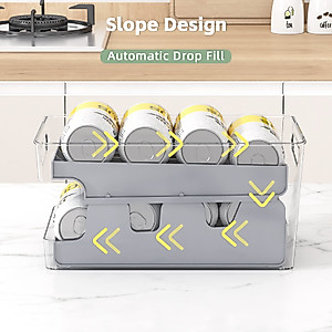 UDEAR Stackable Soda Can Dispenser Rolling Pop Cans Organizer for Refrigerator Fridge Storage for 8 Drink Cans,Grey