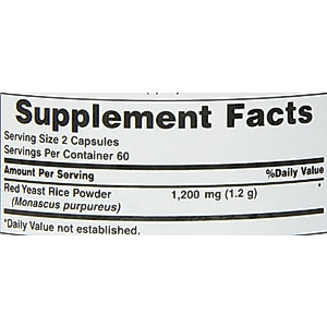 Nature's Bounty Red Yeast Rice Pills and Herbal Health Supplement, Dietary Additive, 600mg, 120 Capsules (Pack of 2)