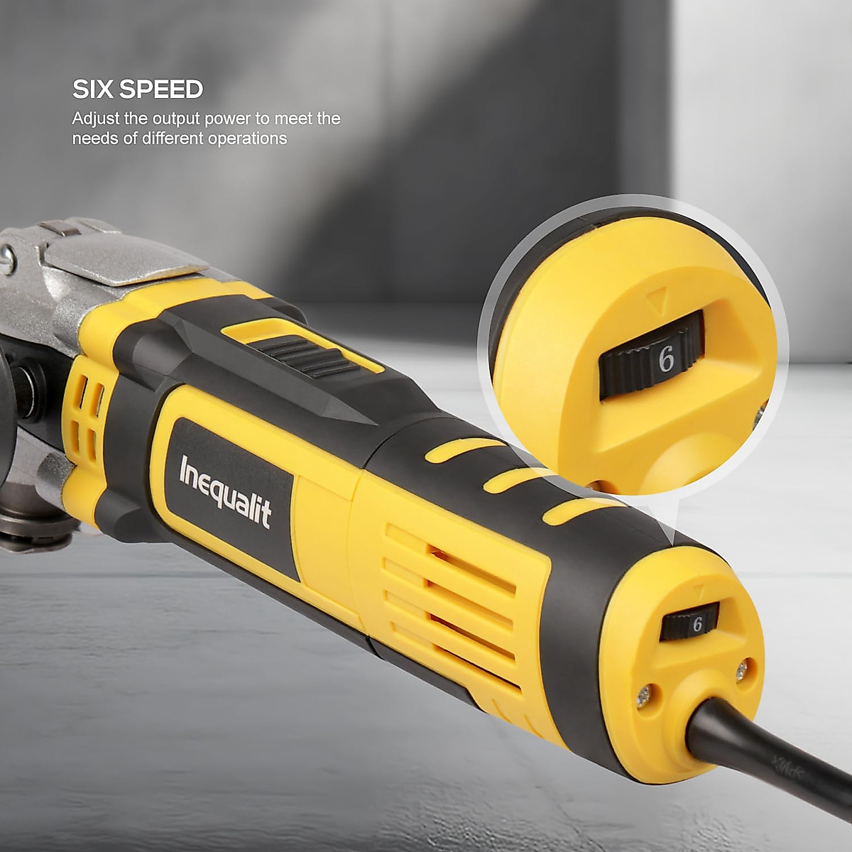 Inequalit Oscillating Tool, 3.5A Oscillating Multi Tool Kit with 6 Variable Speed, 4° Oscillation Angle, Quick Release System and 30-Piece Accessory Set for Cutting, Sanding, Grinding