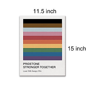 Rainbow Pride Canvas Wall Art Poster Print Gift, Colorful Stronger Together Love Will Always Win Pride Painting Picture Ready to Hang Home Bedroom Decor (11.5" x 15")