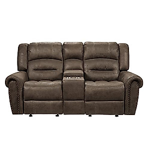 Lexicon Shay Double Glider Manual Reclining Loveseat, Brown