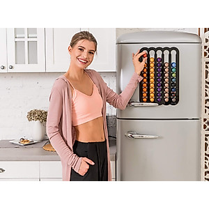 Demi's Home Magnetic Coffee Pod Holder for Nespresso Original Capsules - Suitable to be Mounted on the Fridge (Black)