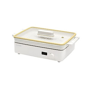 Dr.HOWS Doran Doran 3 in 1 Electric Skillet, Combo Multi Cooker, Rectangle Hot Pot Fryer Pan Griddle and Grill with Safe Nonstick Coating, Steady Heat, Glass Lid (yellow)