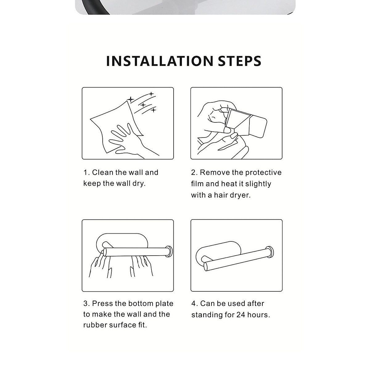 No Drilling Black Bathroom Accessories Sets Toilet Tissue Roll Paper Holder Towel Rack Bar Rail Ring Robe Clothes Hook Hardware,Brushed Hook