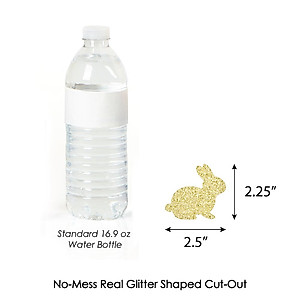 Gold Glitter Bunnies Party Straws - No-Mess Real Gold Glitter Cut-Outs & Decorative Easter Paper Straws - Set of 24