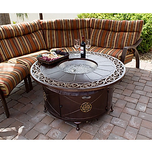 Hiland HIL-FP-1201 Fire Pit Propane, Round, Bronze