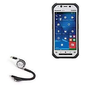 BoxWave Cable Compatible with Panasonic Toughpad FZ-N1 (Cable by BoxWave) - AllCharge miniSync, Retractable, Portable USB Cable for Panasonic Toughpad FZ-N1 - Jet Black