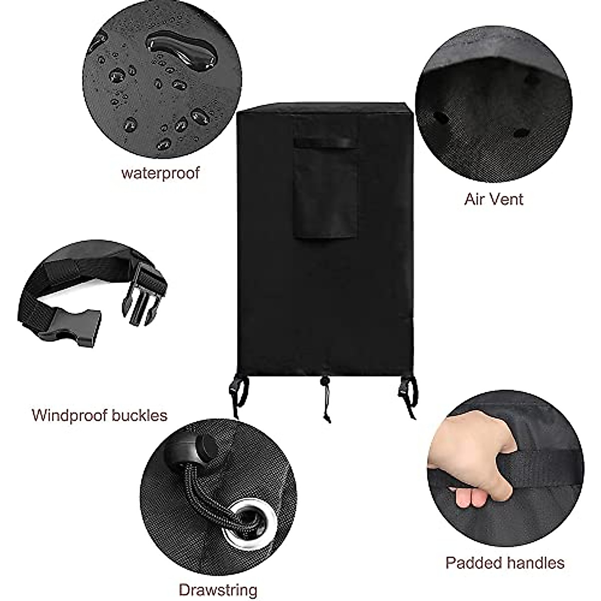 Skyour Fire Column Cover 21in Waterproof Outdoor Gas Propane Burning Fire Bowl Column Cover Patio Fire Firepit Table Covers for Square/ Round Fire Column (21.7x21.7x34.6in)