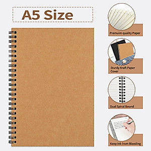 EOOUT 4 Pack Spiral Lined Notebook, Ruled Journals Notebooks, Soft Cover Notebook, 80 Sheets, 160 Pages, Lined Paper, 5" x 8", for Gifts, Office, School Supplies