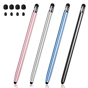 Stylus Pens for Touch Screens,4 Pack Touchscreen Pen 2 in 1 Rubber Stylus Touch Pen for Tablets, iPad Mini, iPad Pro, iPad Air, Smartphones, Samsung Galaxy