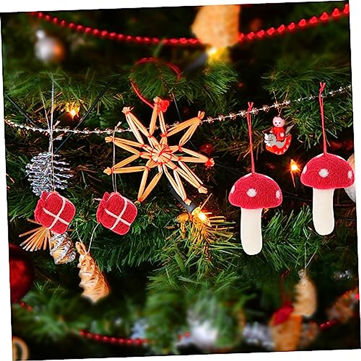 SAFIGLE 8pcs Wool Felt Pendant Crutches Ornament Mushroom Home Decor Mushroom Ornament Felt Christmas Ornaments Xmas Tree Pendants Felt Mushroom Xmas Themed Pendants Felt Xmas Ornaments