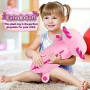 Officygnet Axolotl Plush, 13" Soft Stuffed Animal Plush Toy, Cute Axolotl Plush Pillow, Kawaii Plushies Dolls for Kids, Pink Axolotl Gift for Girls Boys