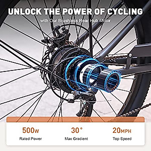 Viribus Electric Bike for Adults, 26" ebike with 500W Motor Shimano 7 Speed Shifter Pedal Assist Front Suspension for Men Women Seniors, 20mph Long Range Moped Electric Bicycle with 48V Battery, Black