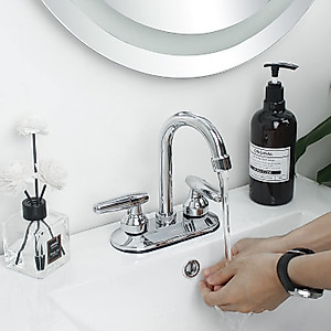 SOLVEX 2 Handle Bathroom Faucet 4 Inch Centerset Bathroom Sink Faucet,3 Hole Bathroom Faucet Chrome,Bathroom Basin Faucet with Deck Mounted Lever Handle,SP-40046