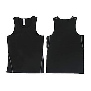 Youth Boys Girls Compression Tank Tops Athletic Sleeveless Shirt Undershirts Workout Base Layer Vest (3 Pack-White*3, 10)