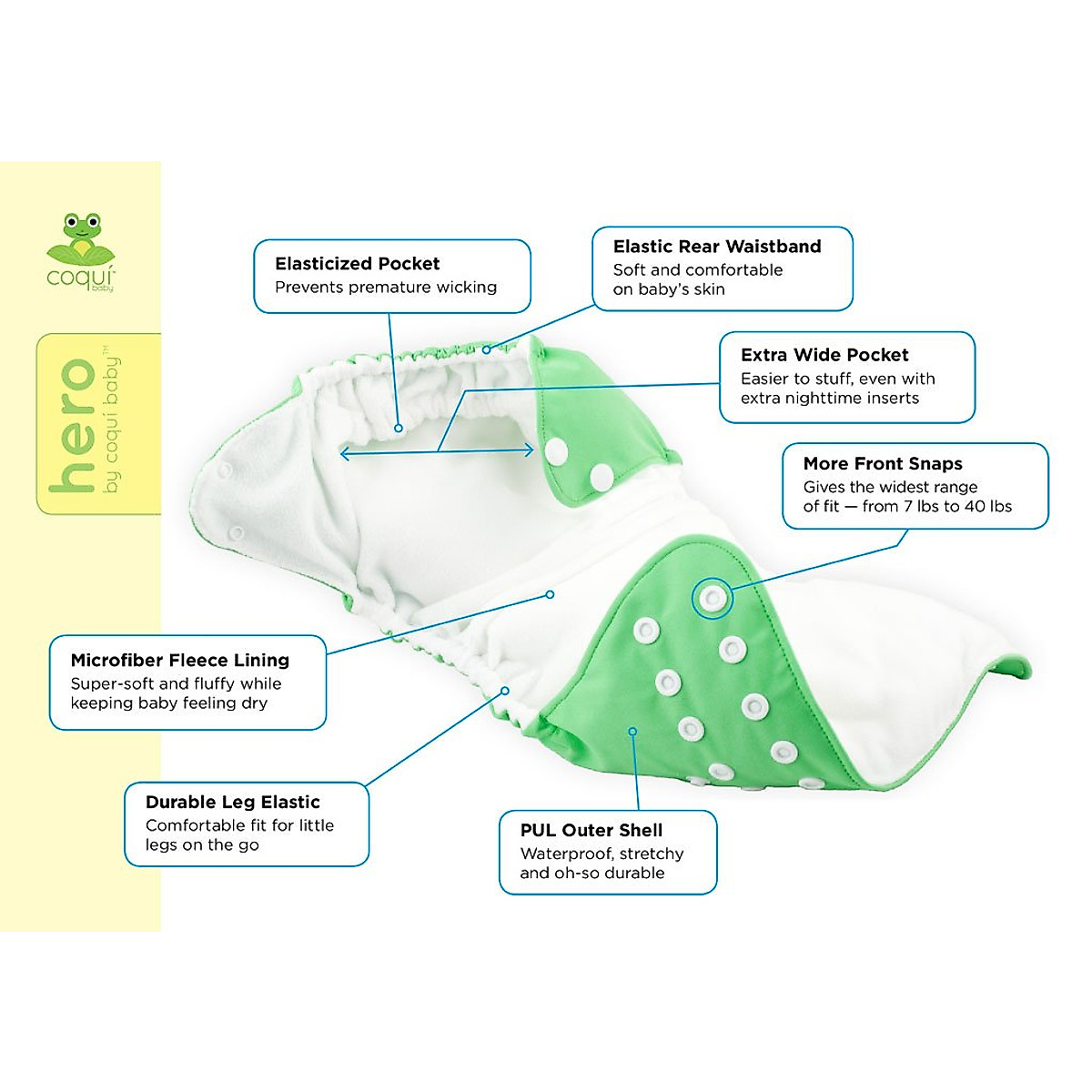 Hero Pocket Cloth Diaper with 2 Microfiber Inserts