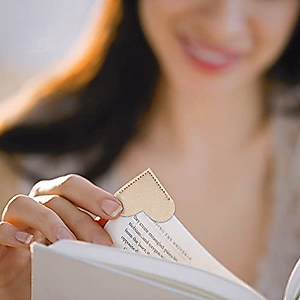 6 Pcs Leather Heart Bookmark, BetterJonny Corner Page Book Marks for Women, Kids, Book Accessories for Reading Lover Cute Handmade Book Reading Gift for Book Lovers