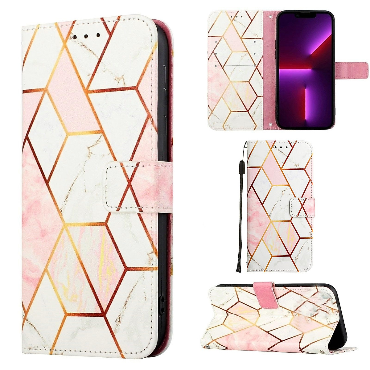 Case for Oppo Reno 6 Pro 5G Cover,Case for Oppo Reno6 Pro 5G PEPM00 CPH2249 PU Leather Flip Cover Stand Cases Cover Gold