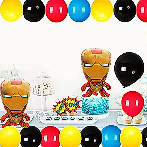 145 pcs Iron Balloons Arch Garland Party Decoration Balloon Blue Yellow Black Red Balloon Super Hero Party Supplies for Iron Favor Theme Birthday Party Decorations