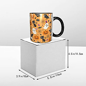 Halloween Funny Coffee Mug for Women Kid Ceramic Tea Cup Unique Friend Gift with Handle 11 OZ Microwave Safe Office Work Home