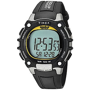 Timex Men's T5E231 Ironman Classic 100 Black/Yellow Resin Strap Watch