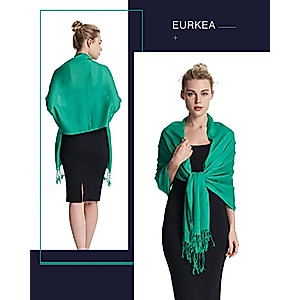 EURKEA Women's Scarf Pashmina Silky Soft Shawls Wraps Stole for Evening, Wedding and Gift, Green